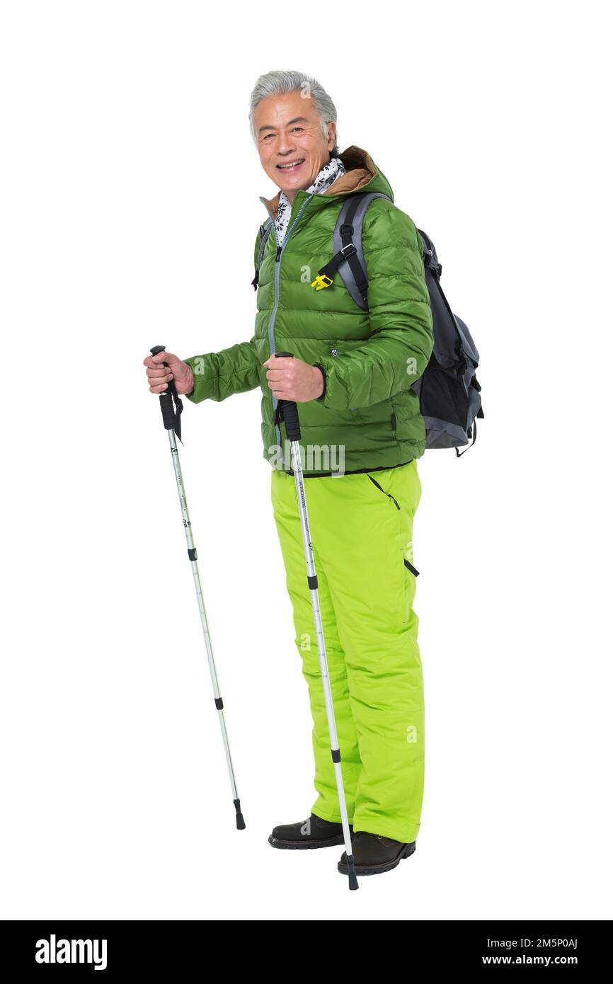 Old man winter trip to the mountains Stock Photo - Alamy