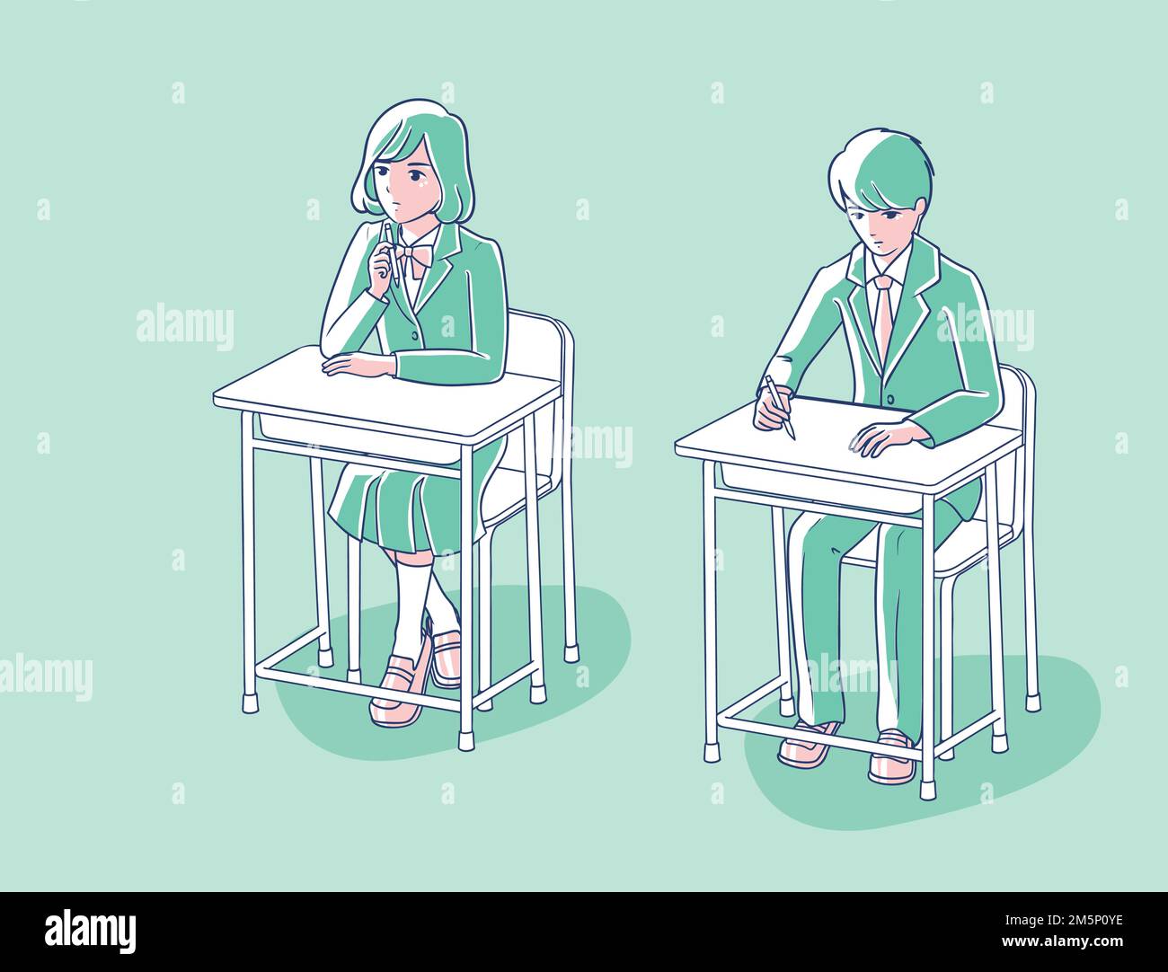 Students wearing a school uniform taking classes at school Stock Vector ...