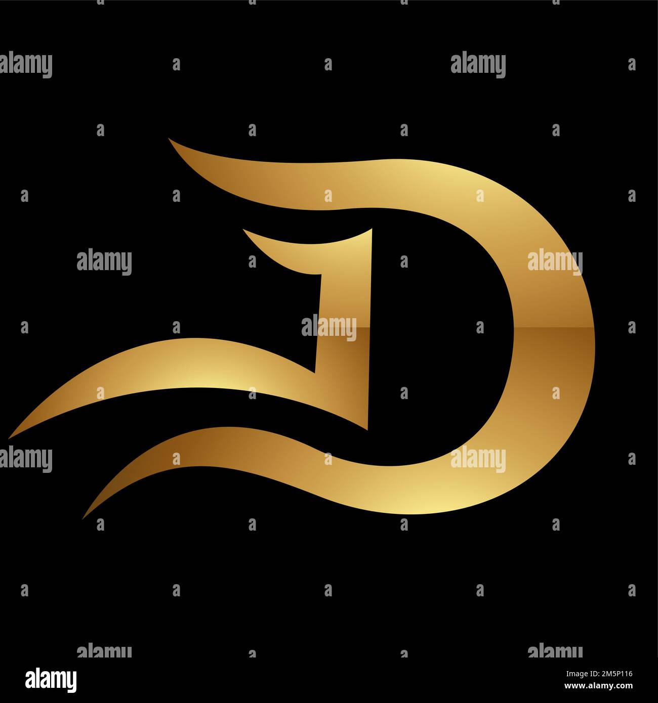 Golden Letter D Symbol on a Black Background - Icon 6 Stock Photo - Alamy