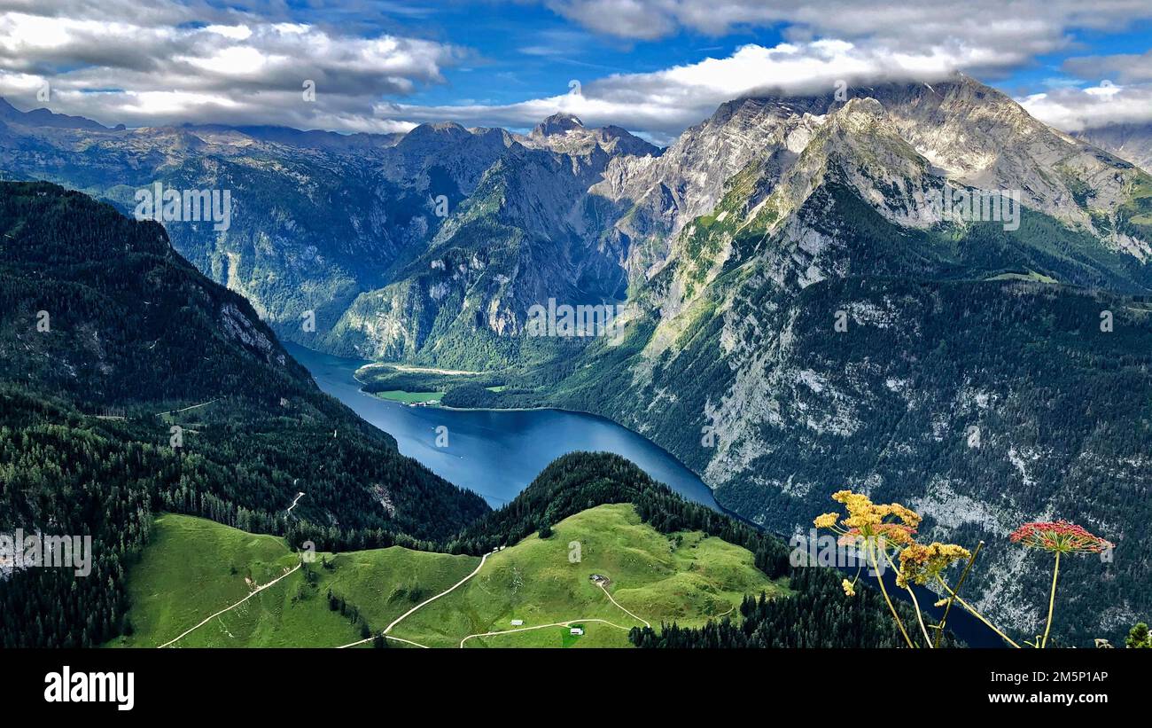View of the Koenigssee, The Koenigsblick, Watzmann, most dominant ...