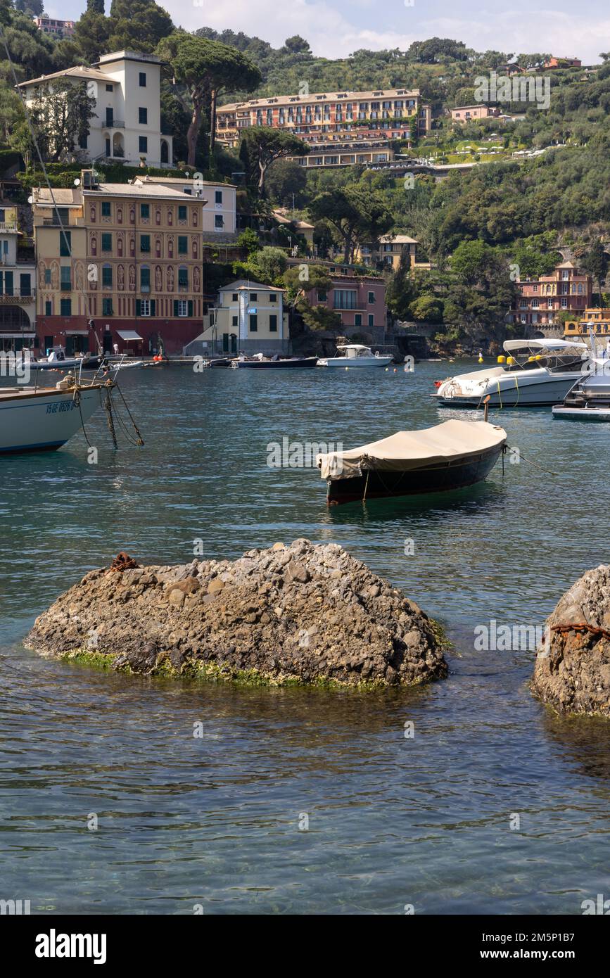 Bay of little seaside town Portofino with luxury yachts and boats ...