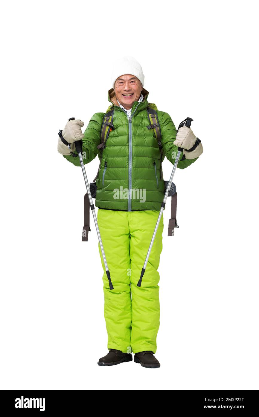 Old man winter trip to the mountains Stock Photo - Alamy