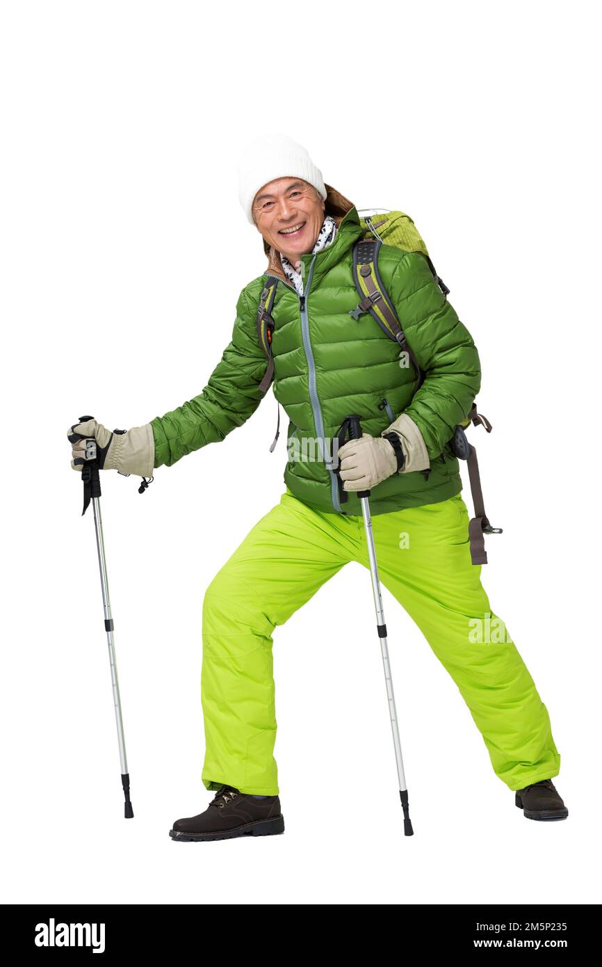 Old man winter trip to the mountains Stock Photo - Alamy