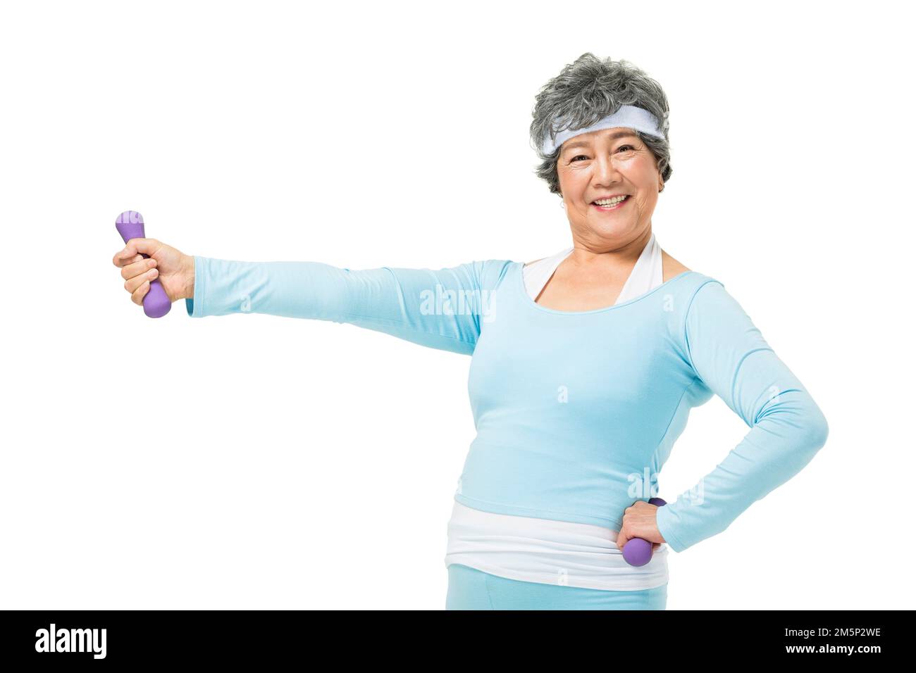 Dumbbell of the elderly Stock Photo - Alamy