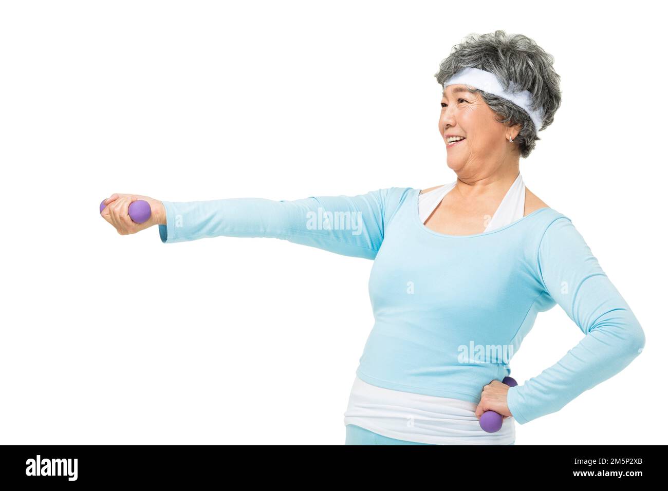 Dumbbell of the elderly Stock Photo - Alamy