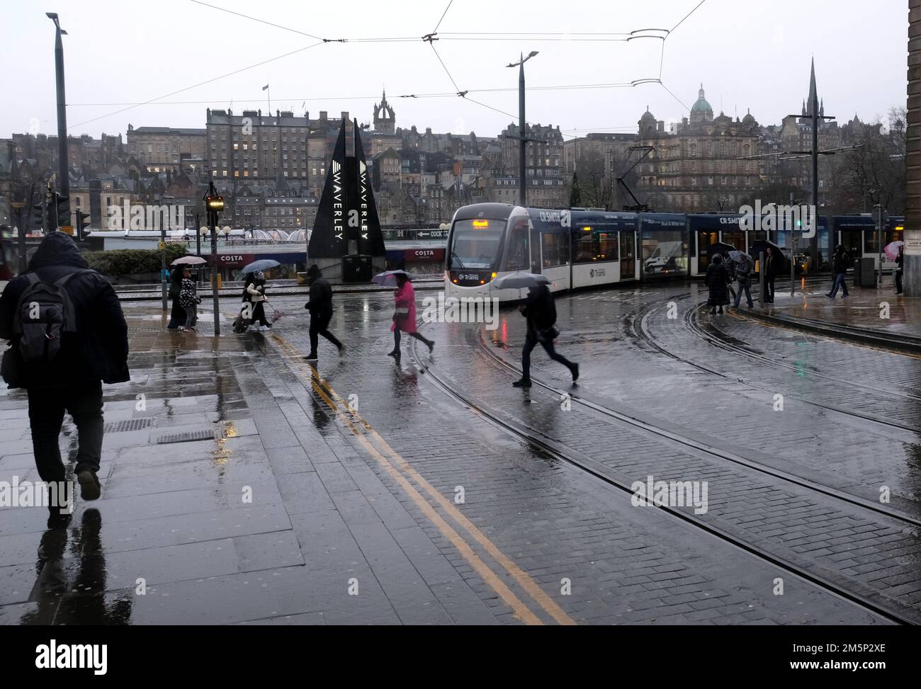 Edinburgh, Scotland, UK. 30th December 2022. The Forecasted severe rain warning hits the city ...