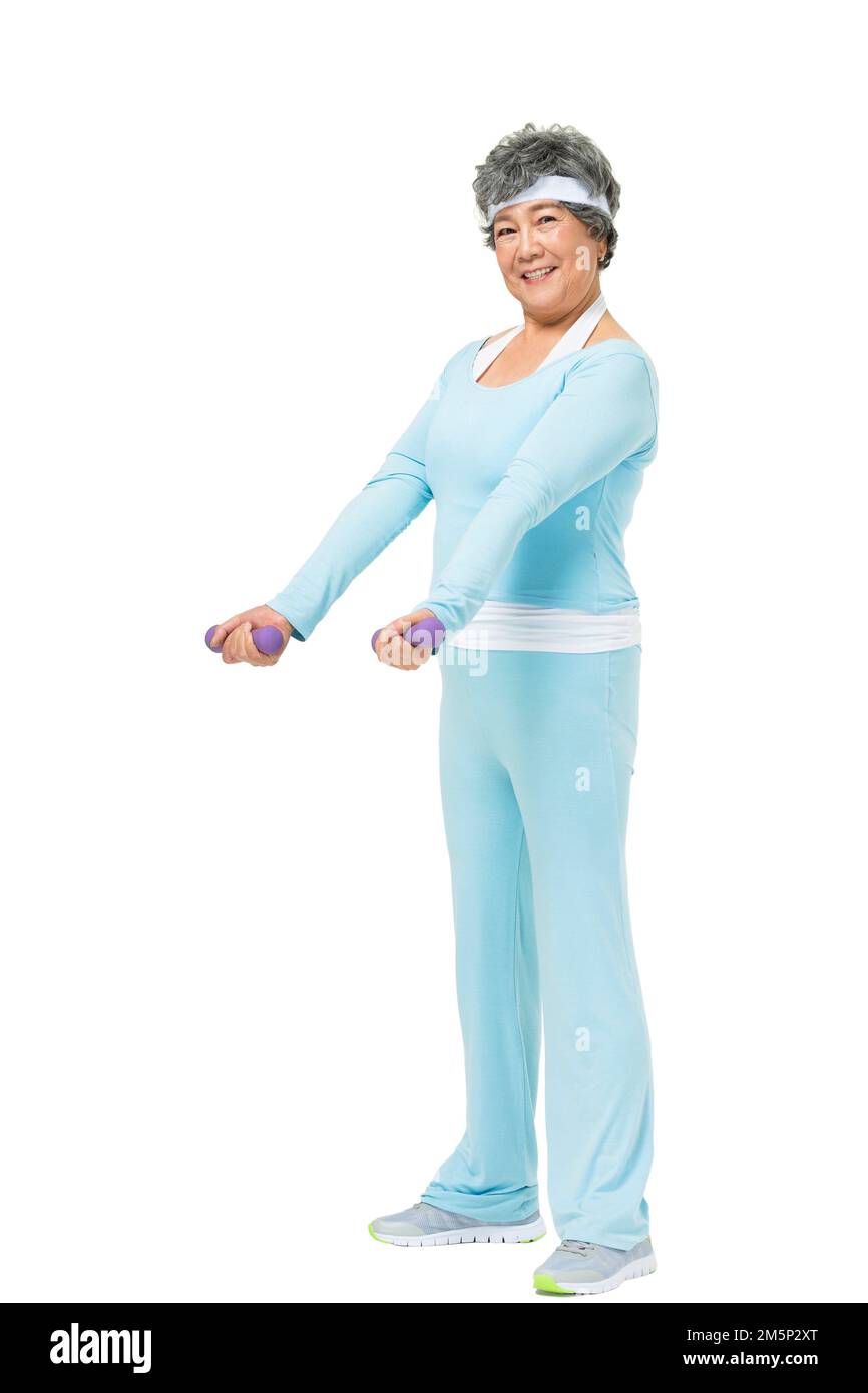 Dumbbell of the elderly Stock Photo - Alamy