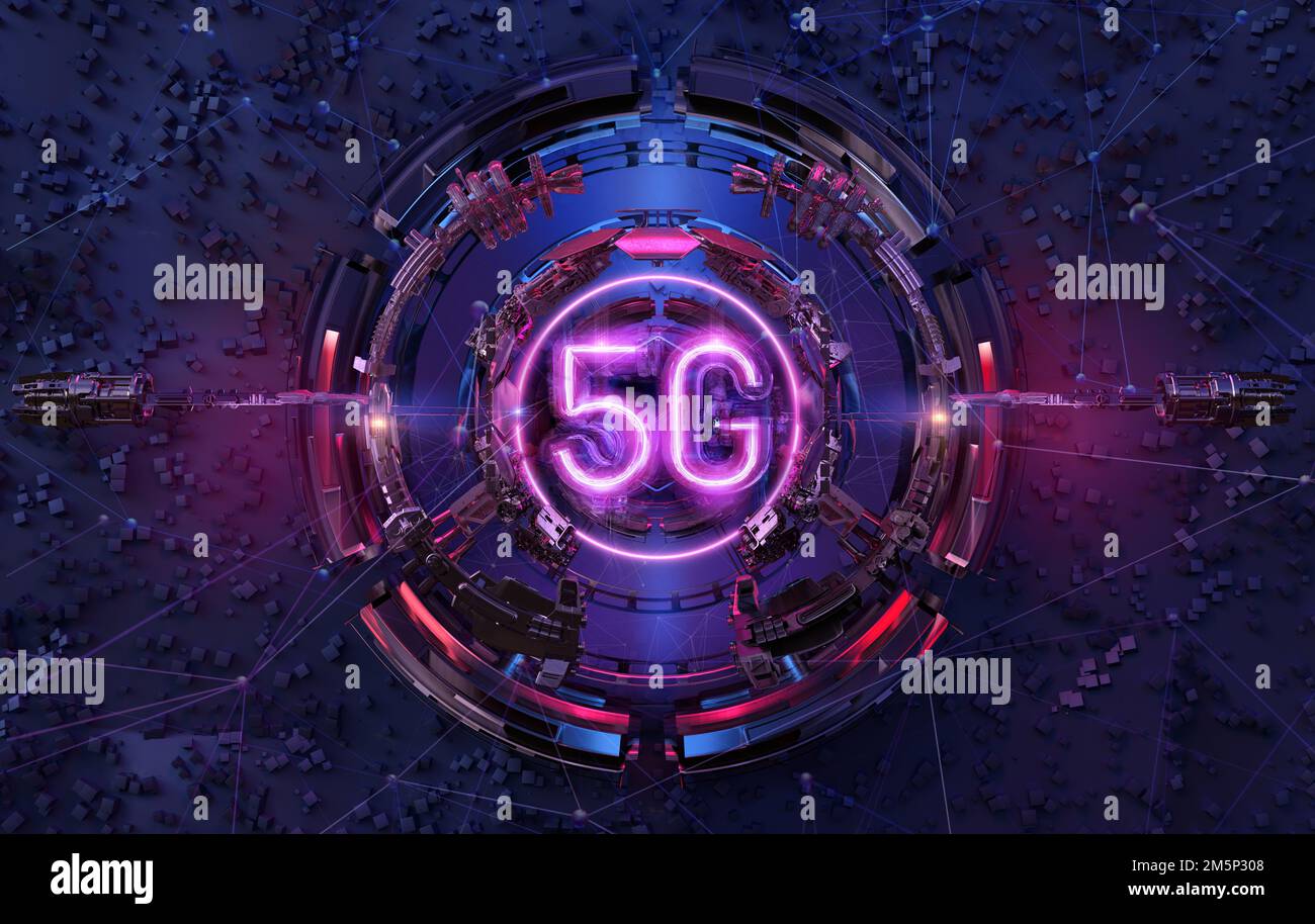 High speed wireless mobile 5G network promo design. New generation wifi 5G technology mobile ...