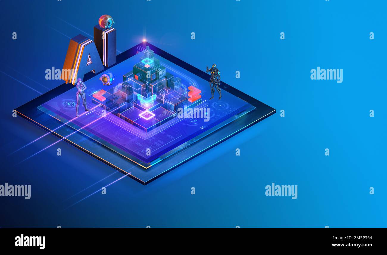 Isometric artificial intelligence website interface background design ...