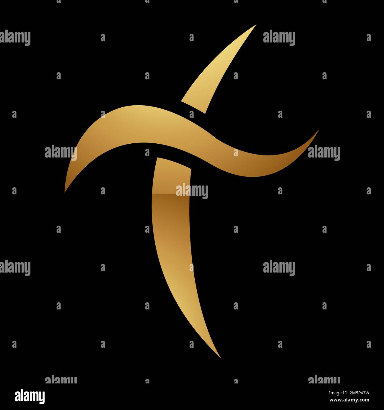 Golden Letter T Symbol on a Black Background - Icon 8 Stock Photo - Alamy