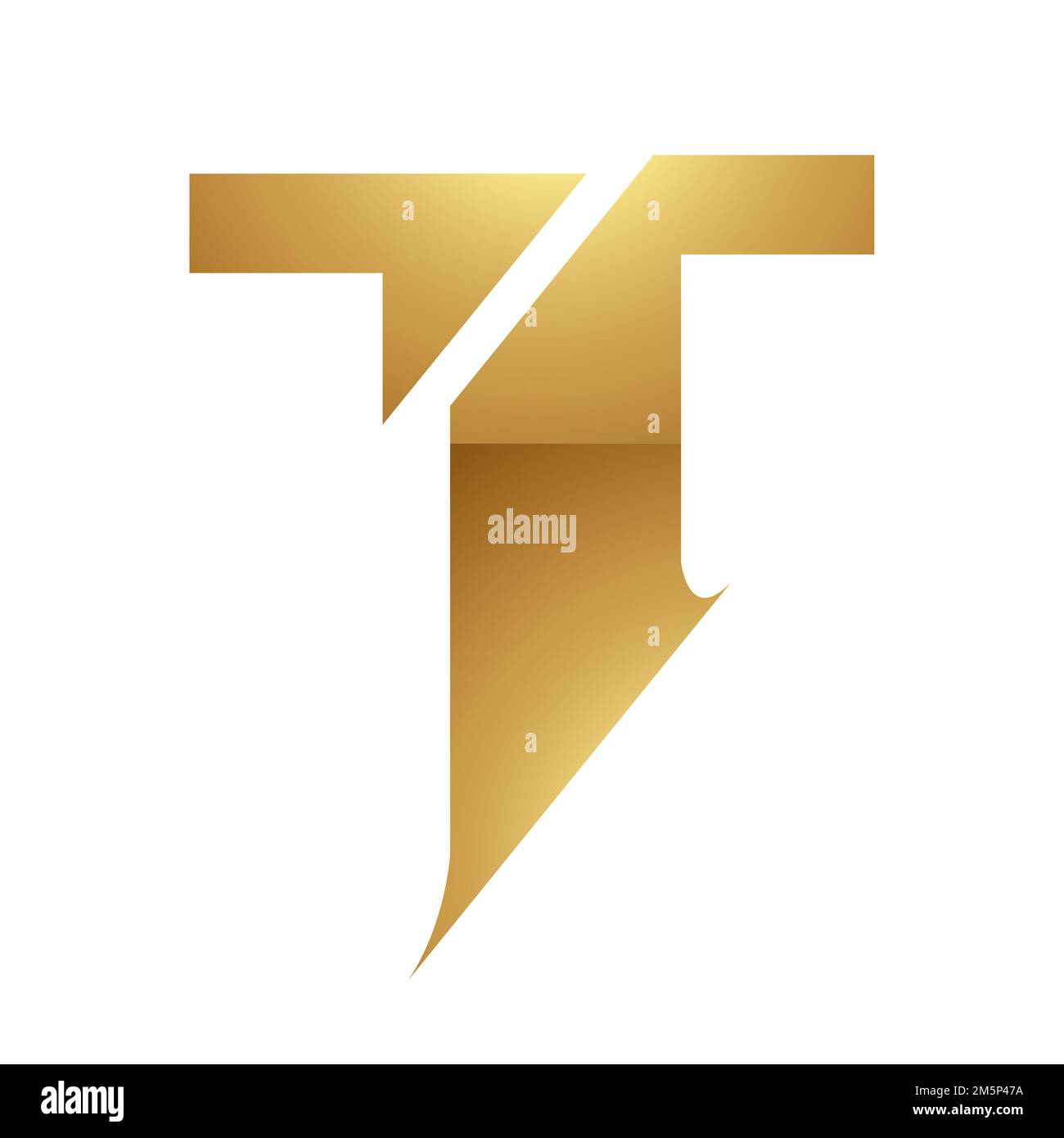 Golden Letter T Symbol on a White Background - Icon 9 Stock Photo - Alamy