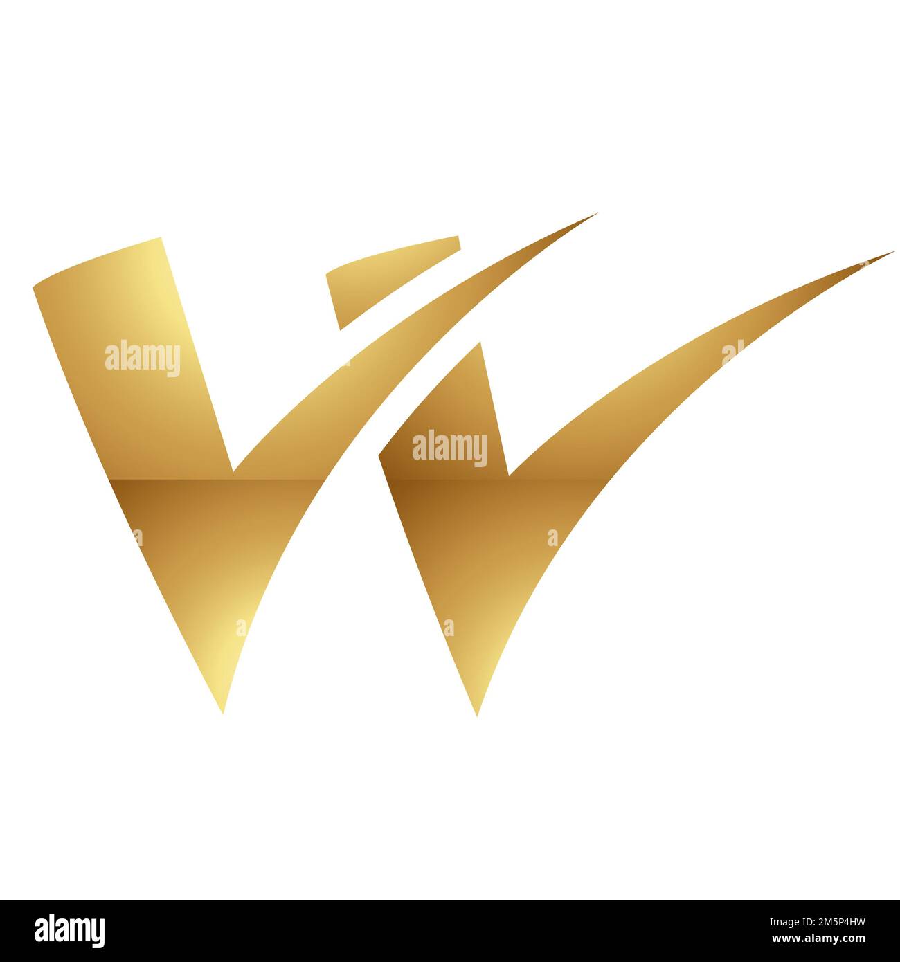 Golden Letter W Symbol on a White Background - Icon 1 Stock Photo - Alamy