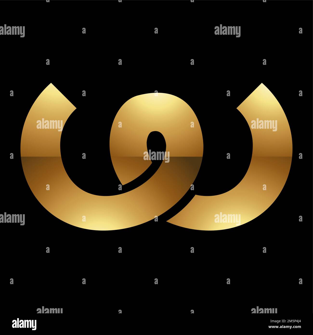 Golden Letter W Symbol on a Black Background - Icon 5 Stock Photo - Alamy