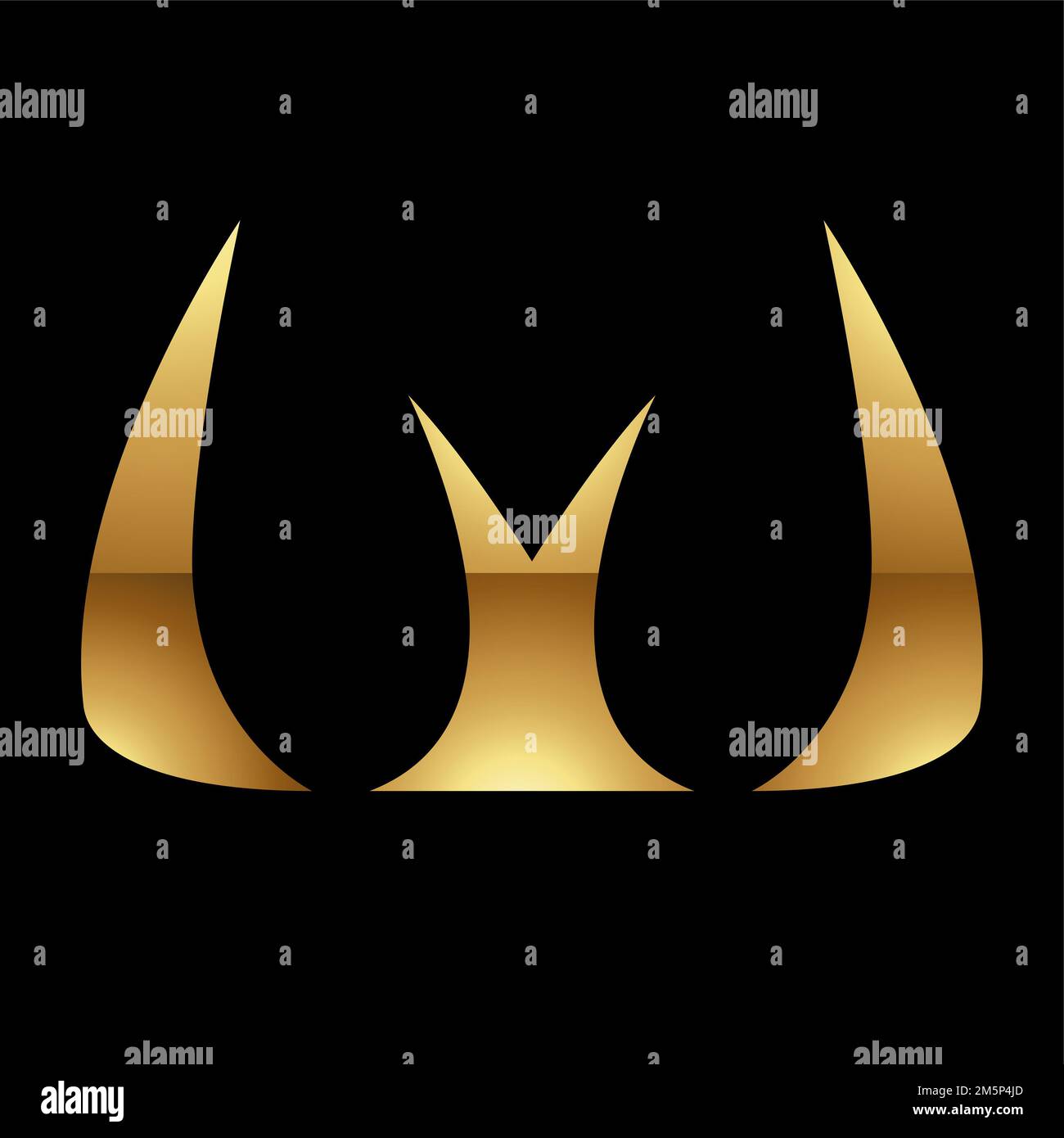 Golden Letter W Symbol on a Black Background - Icon 8 Stock Photo - Alamy