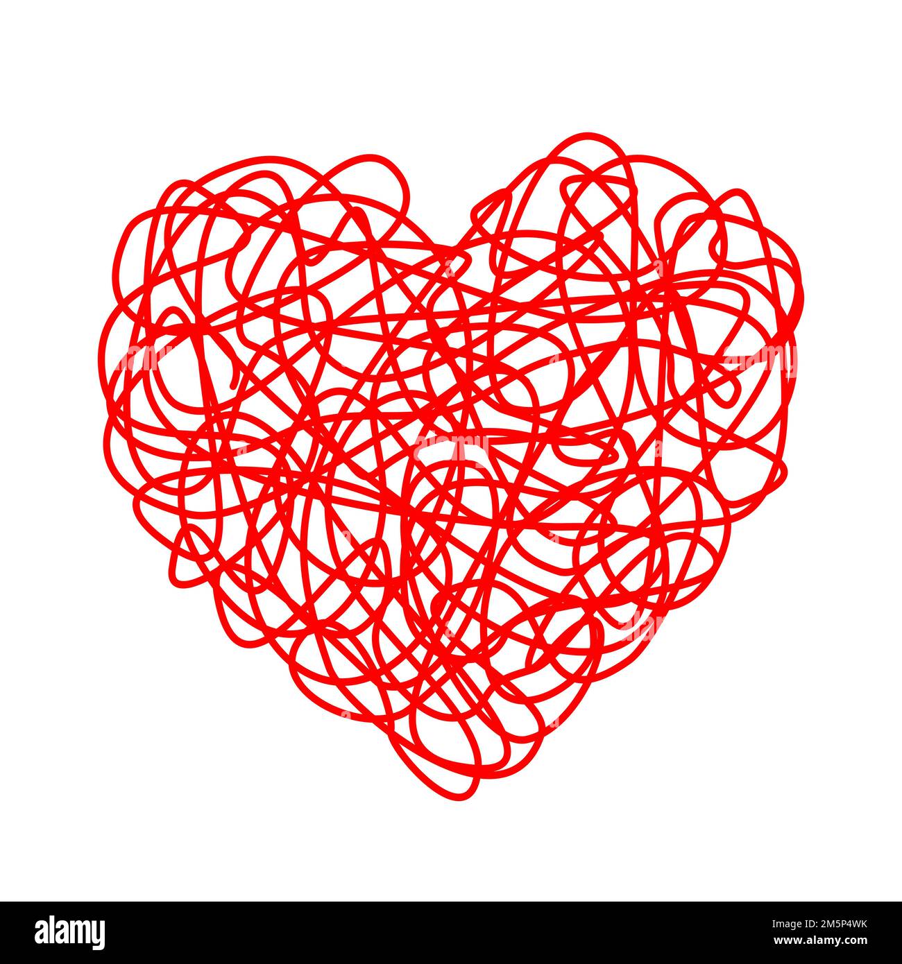 Heart shaped tangled grungy scribble isolated on white background Stock ...