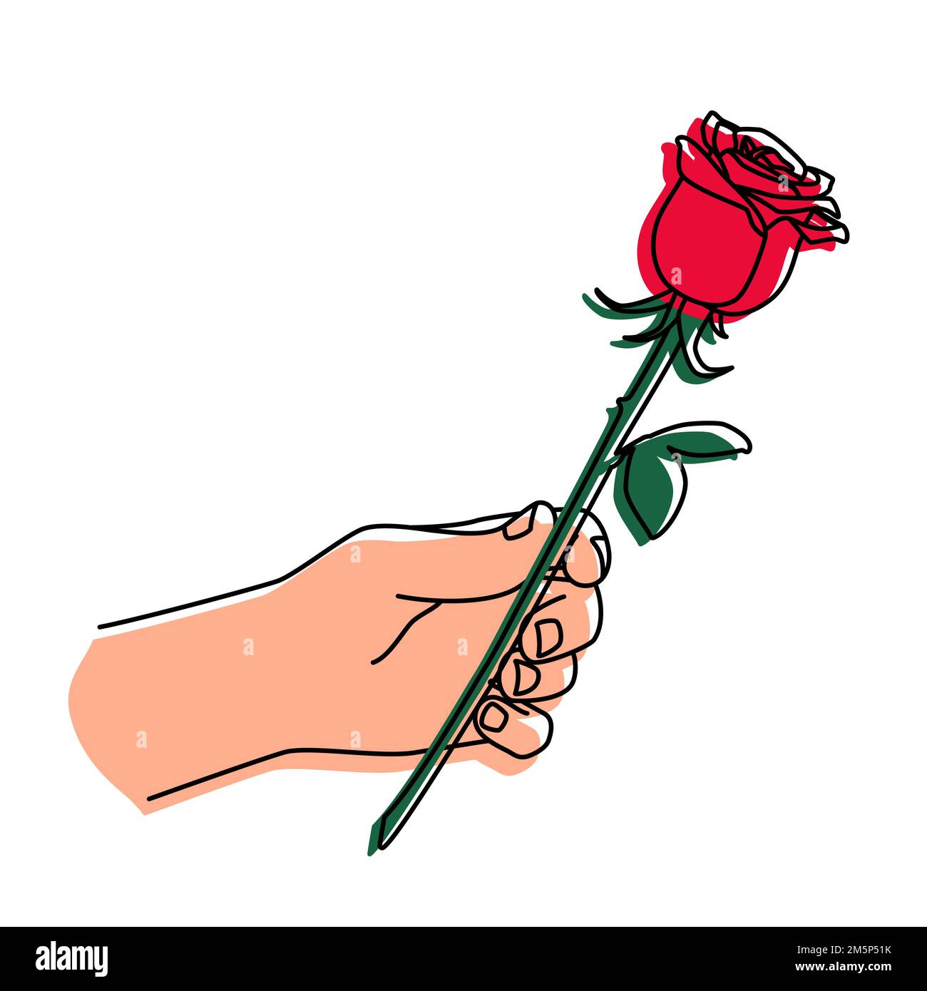 Hand holding a red rose and giving it Stock Vector Image & Art - Alamy