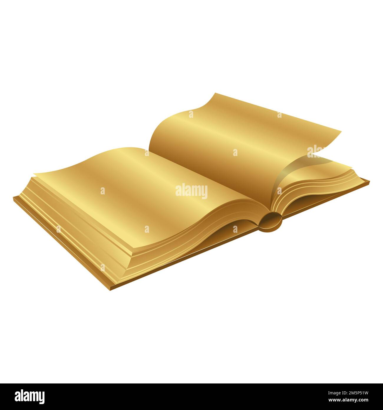 Golden Open Book on a White Background Stock Photo - Alamy