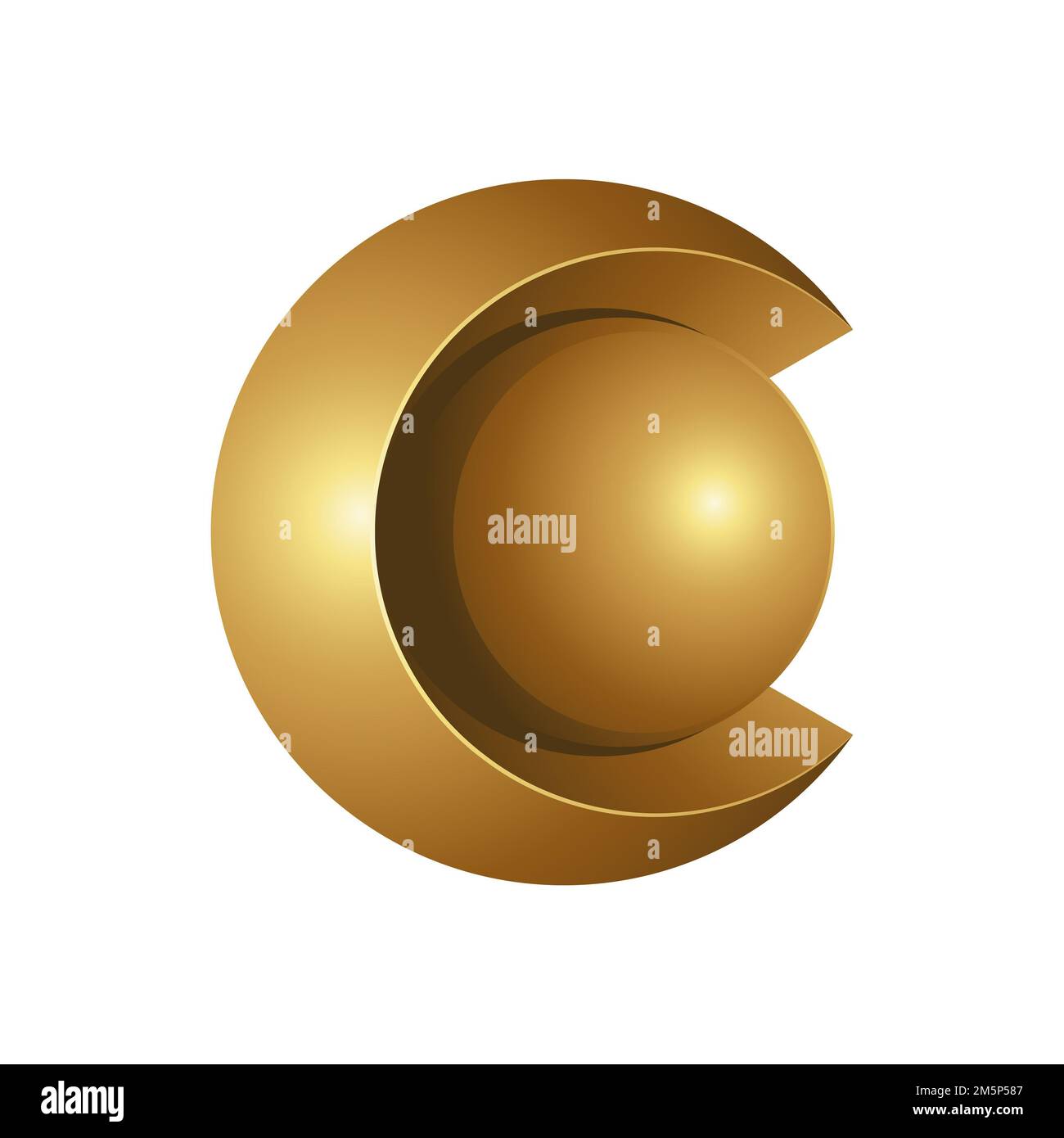 Golden Shiny Bold Round Letter C on a White Background Stock Photo - Alamy