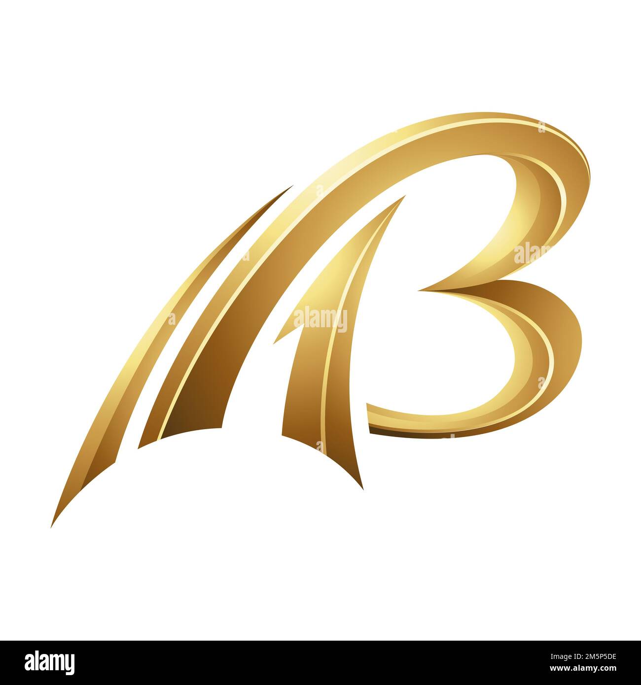 Golden Swooshing Letter B on a White Background Stock Photo - Alamy