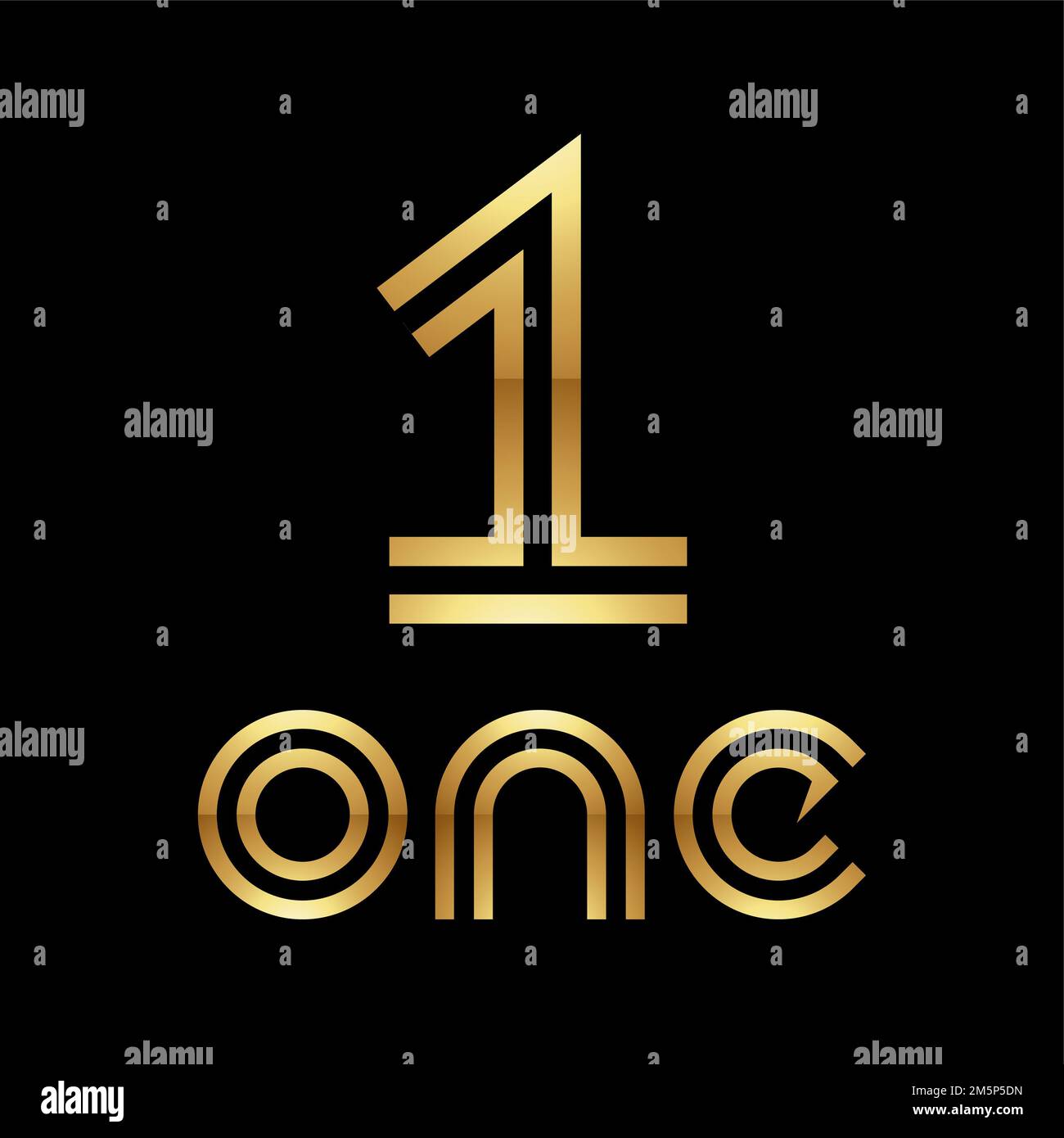 Golden Symbol for Number 1 on a Black Background - Icon 5 Stock Photo ...