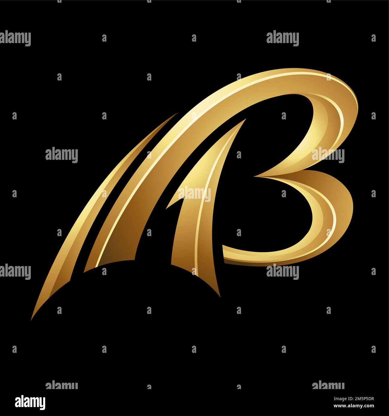 Golden Swooshing Letter B on a Black Background Stock Photo - Alamy