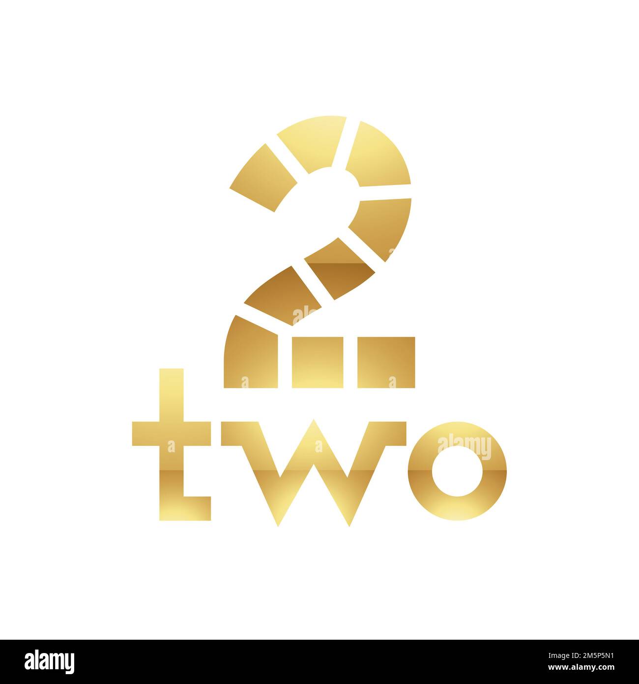 Golden Symbol for Number 2 on a White Background - Icon 2 Stock Photo ...