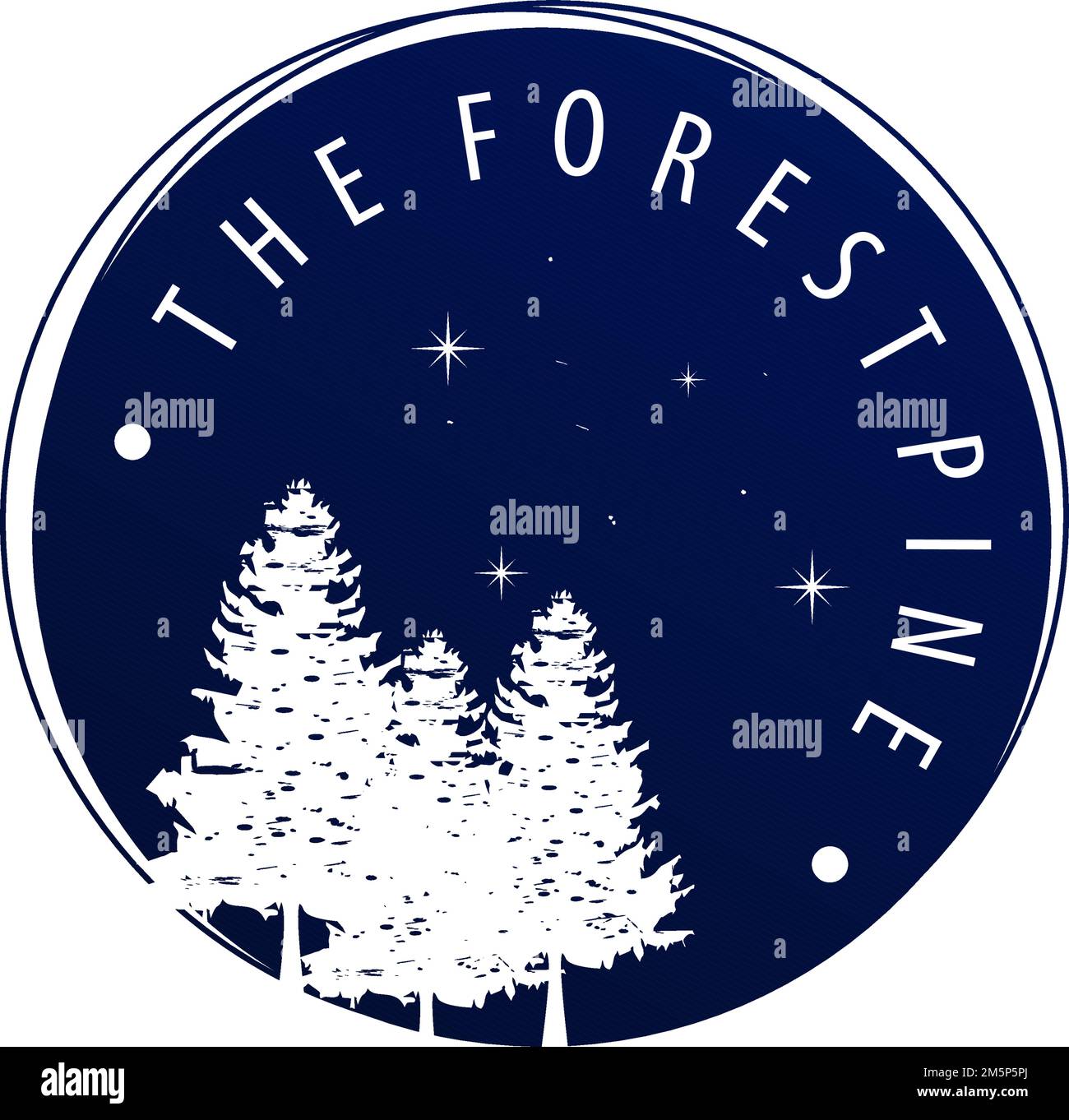 A pine tree silhouette logo in a round form on the white background ...