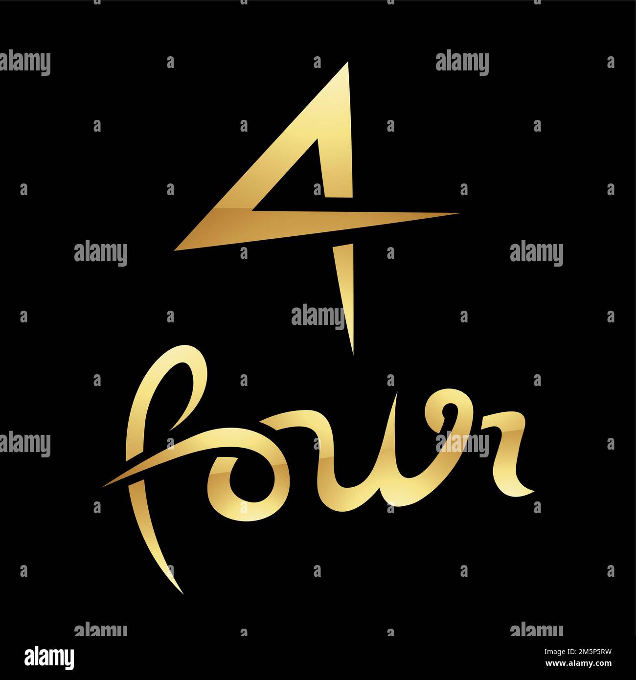 Golden Symbol for Number 4 on a Black Background - Icon 3 Stock Photo ...