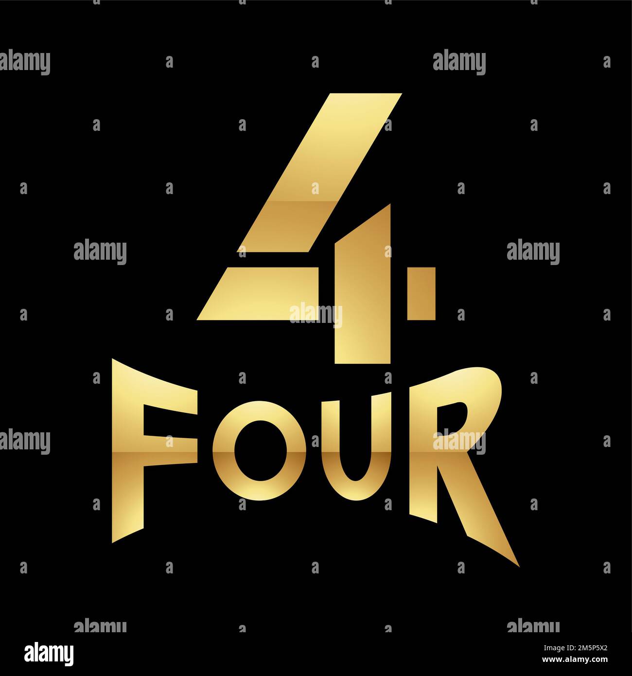 Golden Symbol for Number 4 on a Black Background - Icon 7 Stock Photo ...