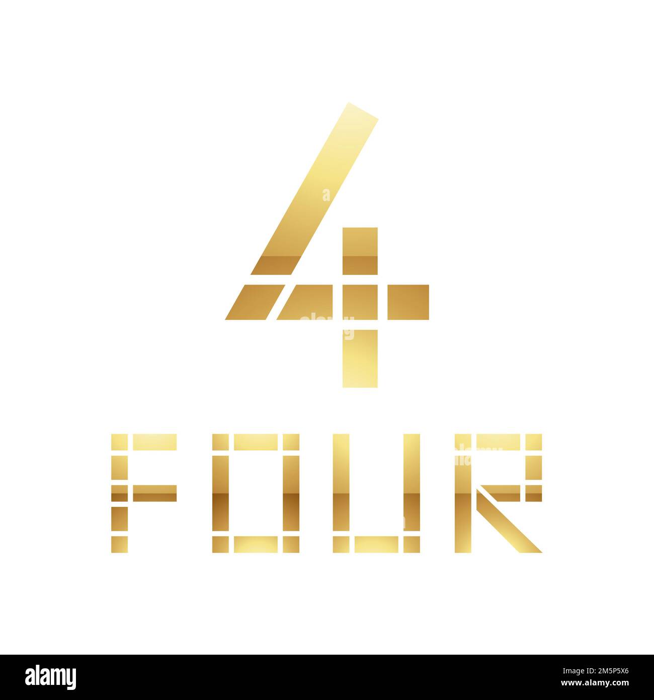 Golden Symbol for Number 4 on a White Background - Icon 8 Stock Photo ...