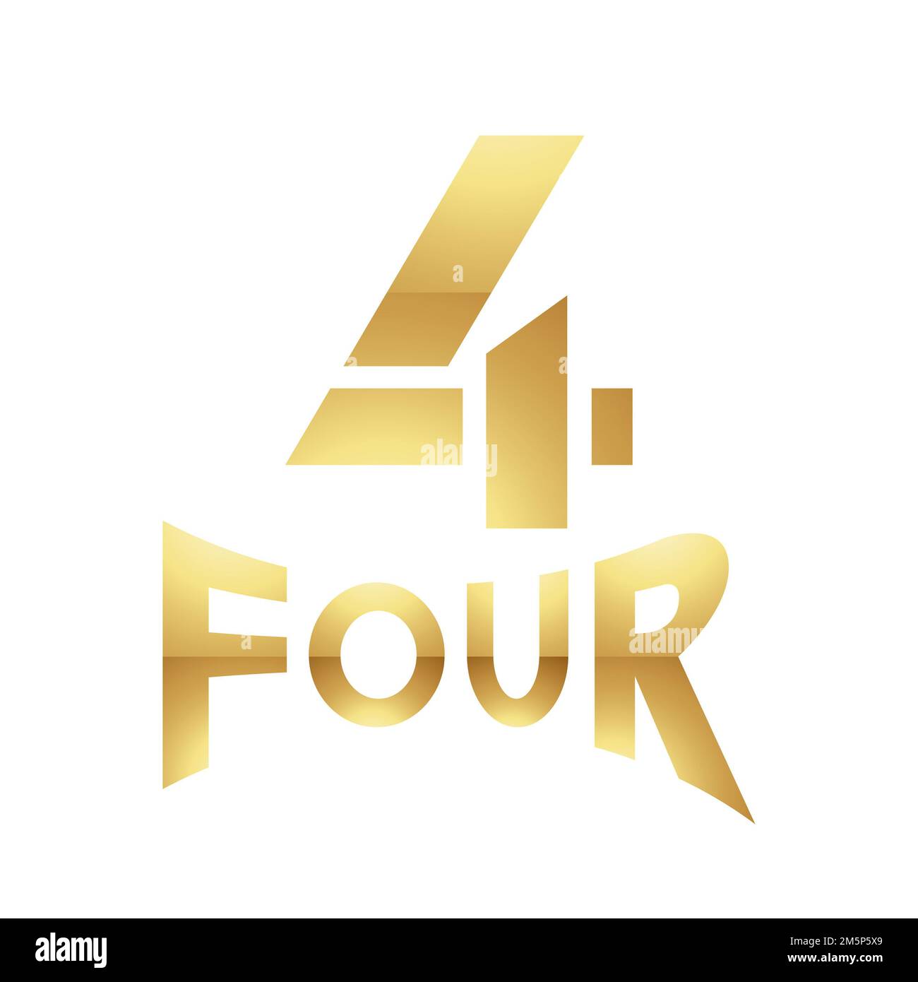 Golden Symbol for Number 4 on a White Background - Icon 7 Stock Photo ...