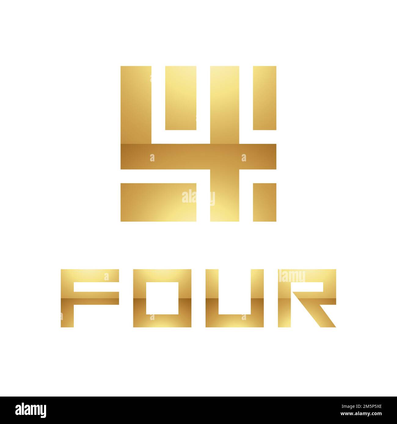 Golden Symbol for Number 4 on a White Background - Icon 6 Stock Photo ...