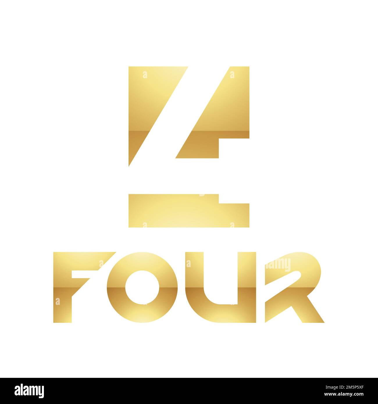 Golden Symbol for Number 4 on a White Background - Icon 9 Stock Photo ...