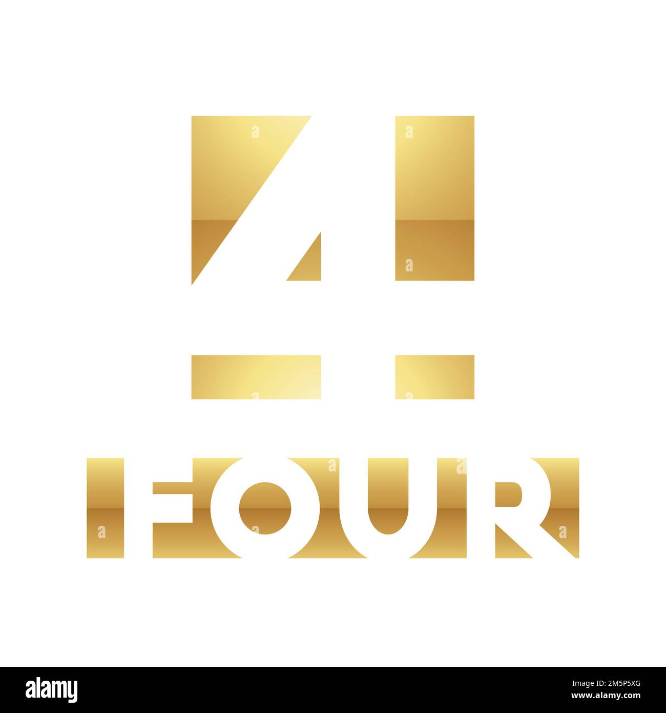 Golden Symbol for Number 4 on a White Background - Icon 2 Stock Photo ...