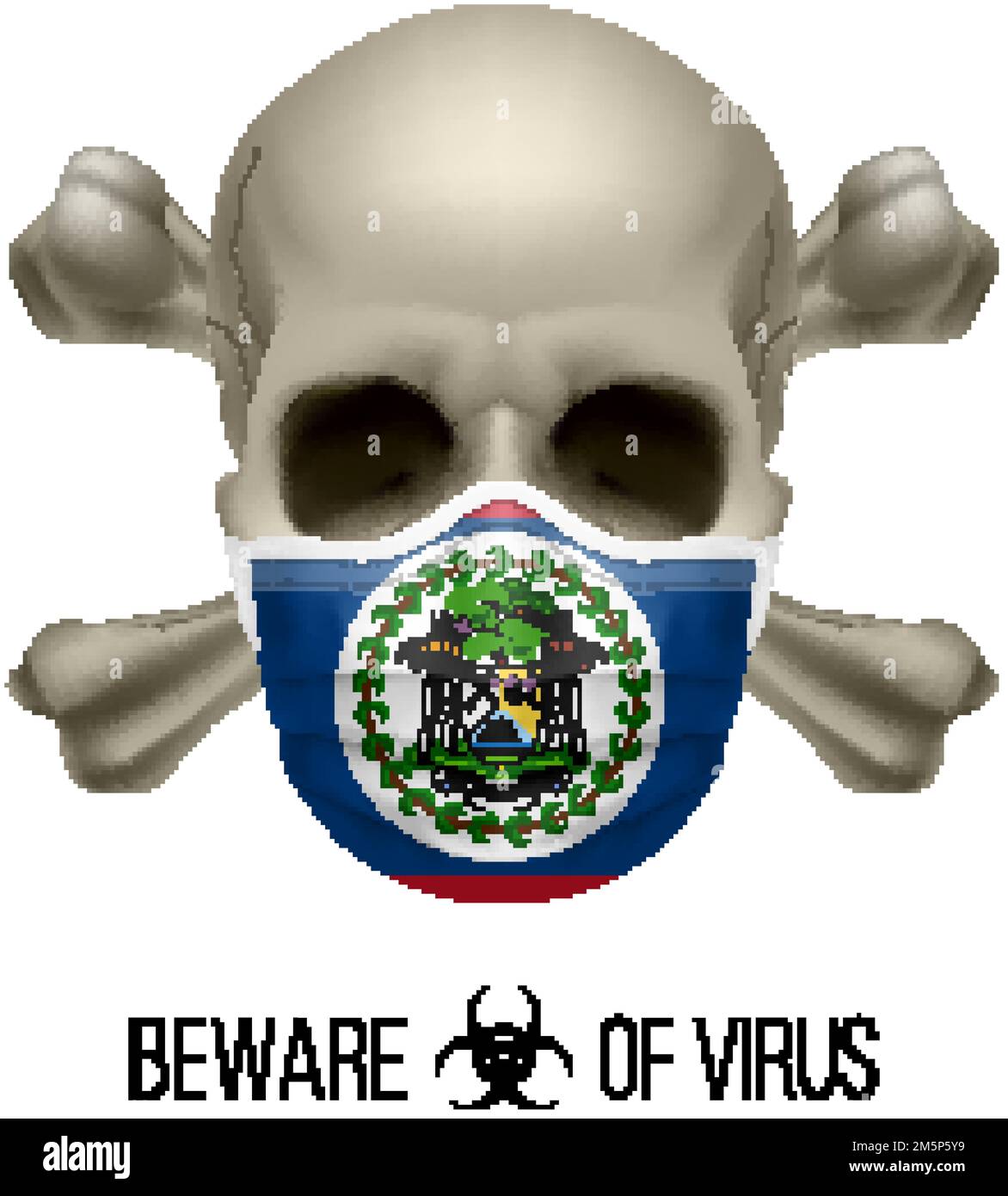 Human Skull with Crossbones and Surgical Mask in the Color of National ...