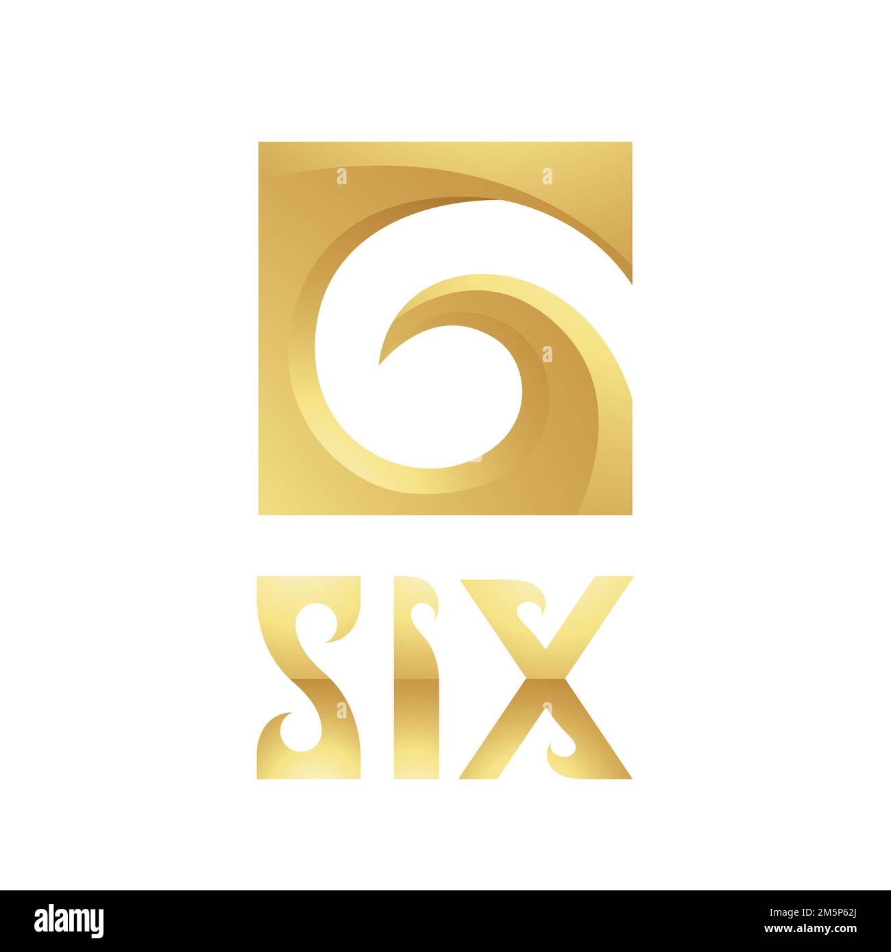 Golden Symbol for Number 6 on a White Background - Icon 5 Stock Photo ...
