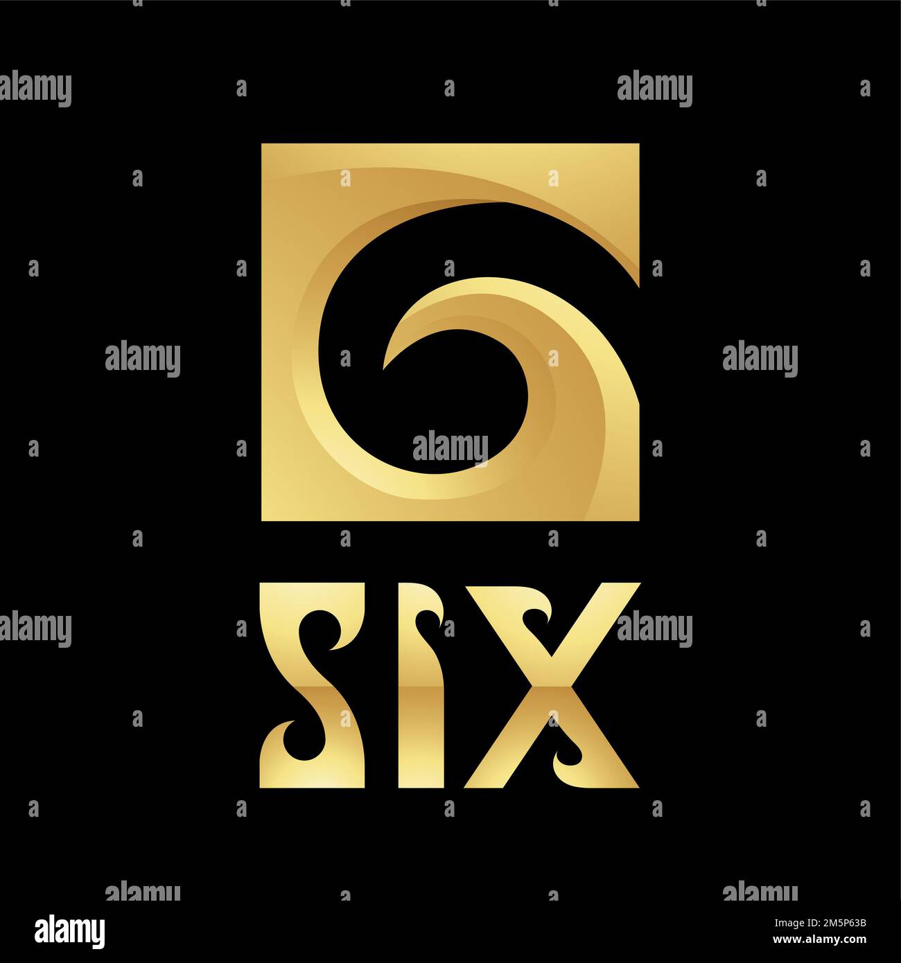 Golden Symbol for Number 6 on a Black Background - Icon 5 Stock Photo ...