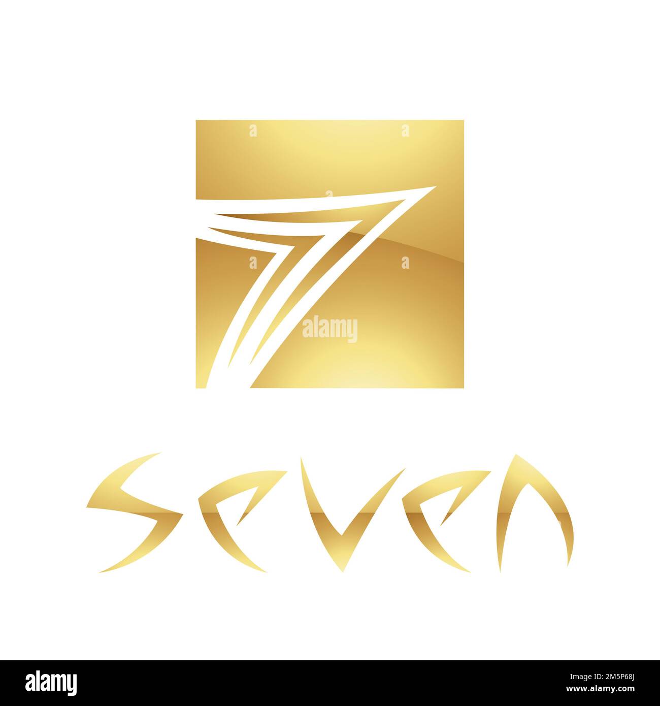 Golden Symbol for Number 7 on a White Background - Icon 5 Stock Photo ...