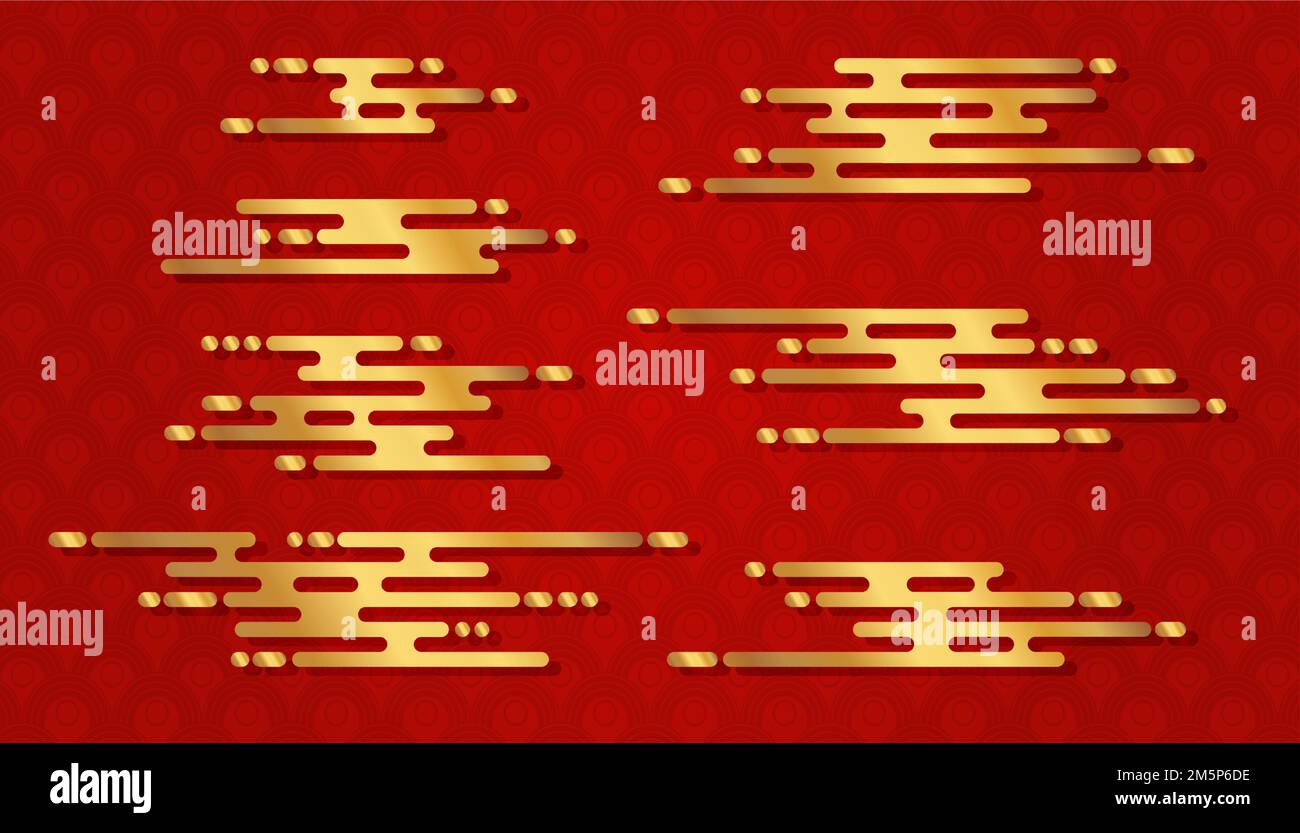 Traditional asian clouds. Gold luxury Chinese and Japanese cloudy ...