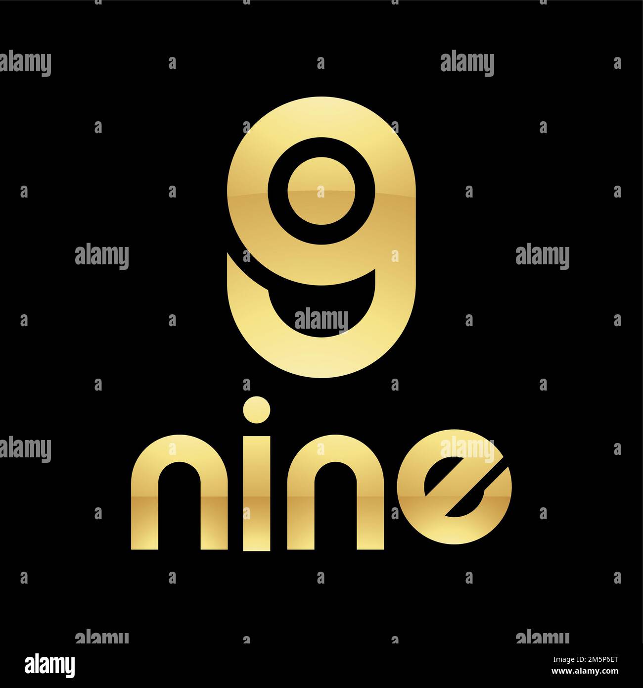 Golden Symbol for Number 9 on a Black Background - Icon 8 Stock Photo ...