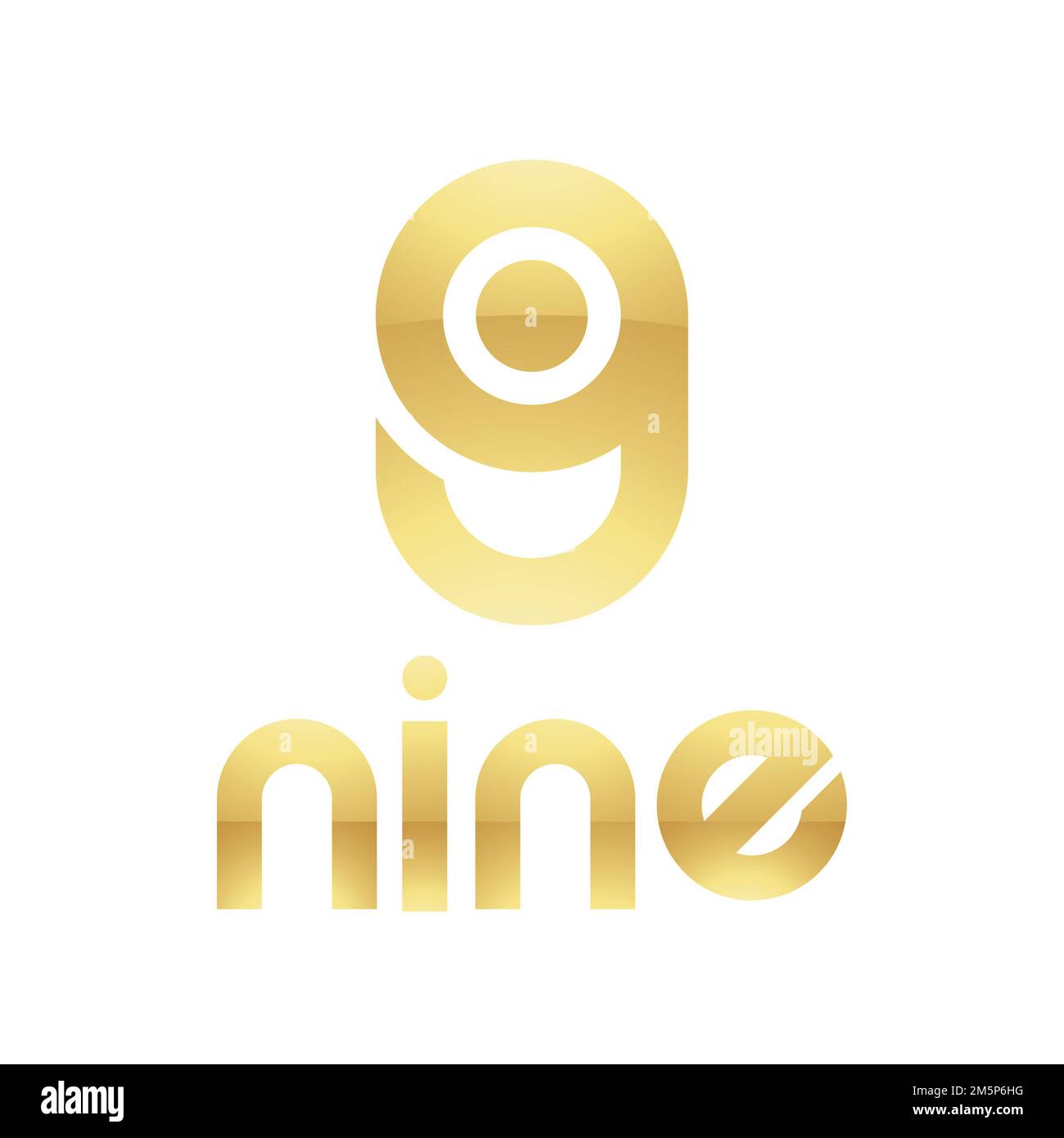 Golden Symbol for Number 9 on a White Background - Icon 8 Stock Photo ...