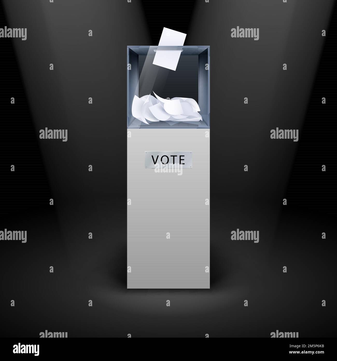 Illustration of the Realistic Transparent Ballot Box with Voting Paper ...