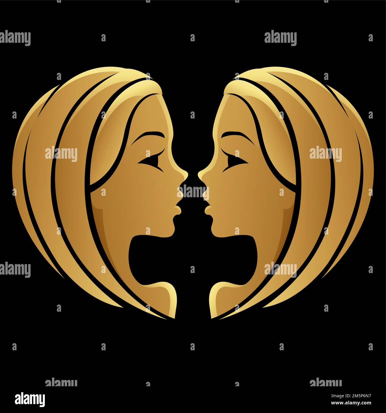 Golden Zodiac Sign Gemini on a Black Background Stock Photo - Alamy