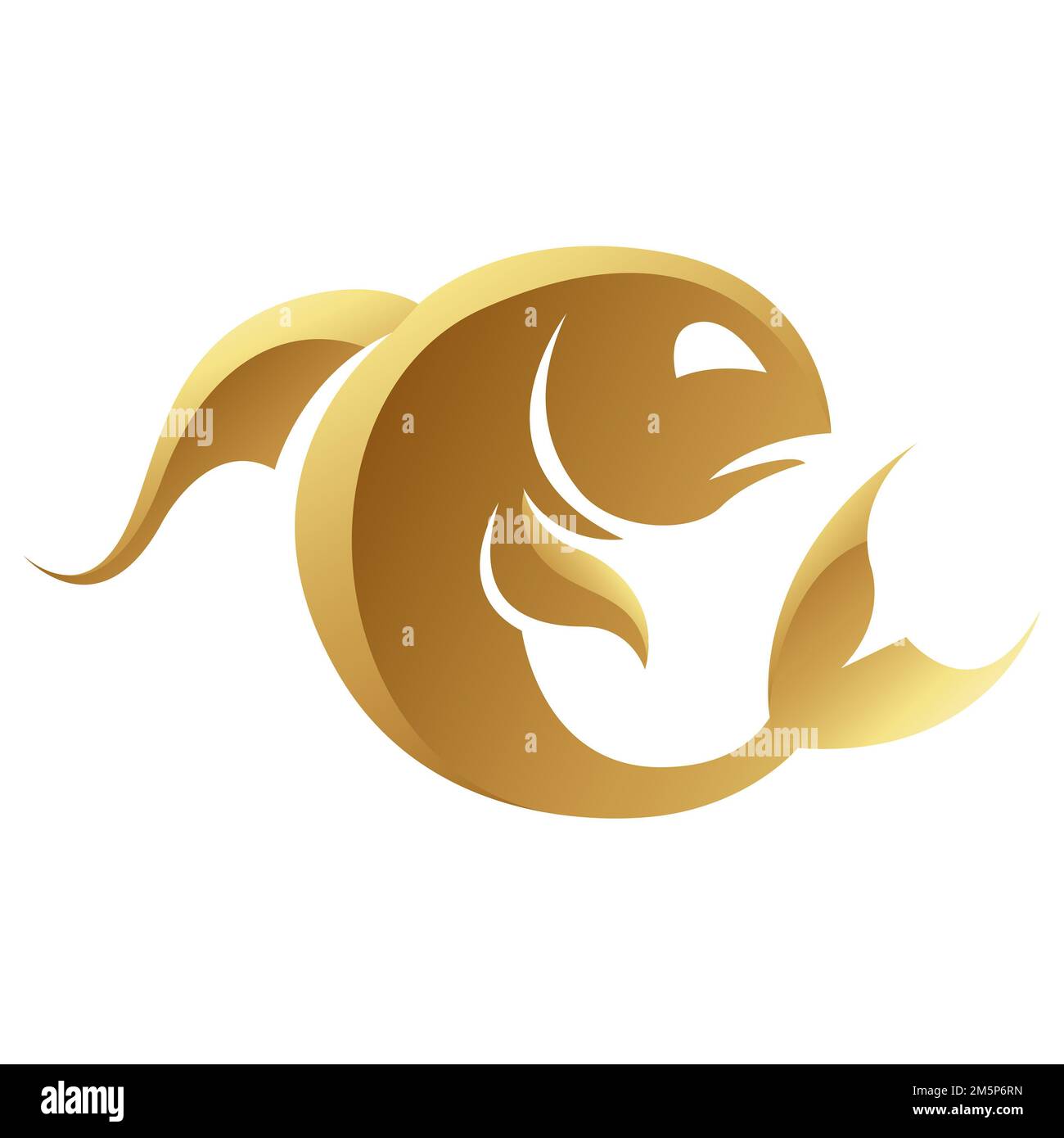 Golden Zodiac Sign Pisces on a White Background Stock Photo - Alamy