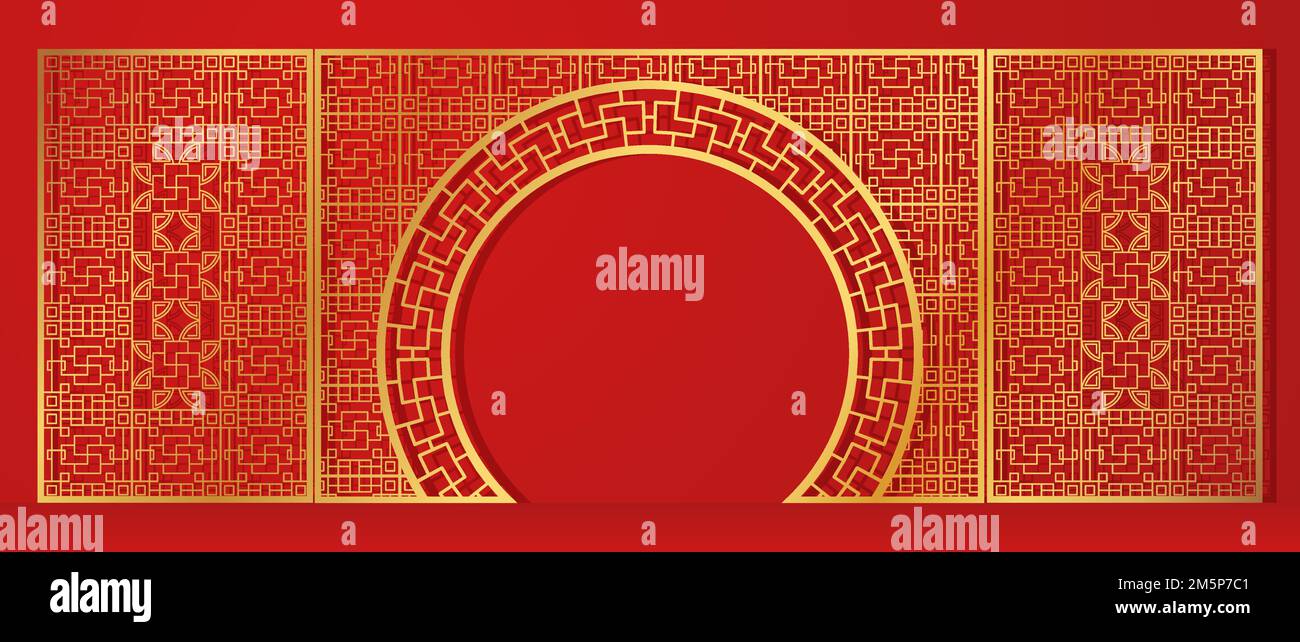 Chinese style classical luxury beautiful gold wedding gate Stock Vector ...