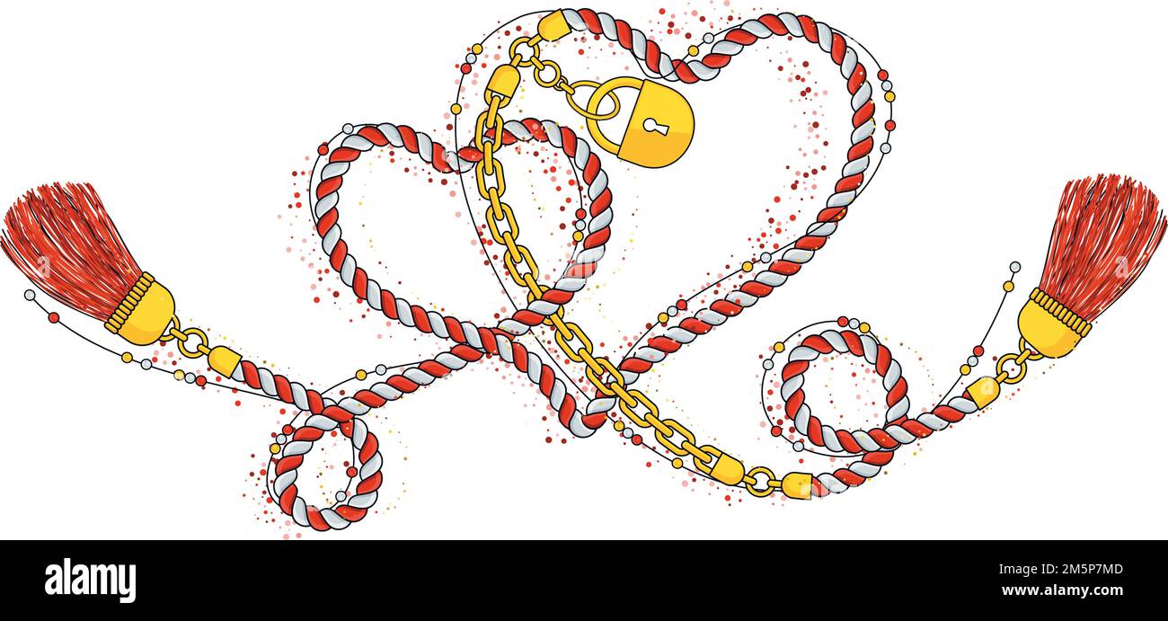 Two Hearts Intertwined. Rope Linked hearts. Continuous line vector ...