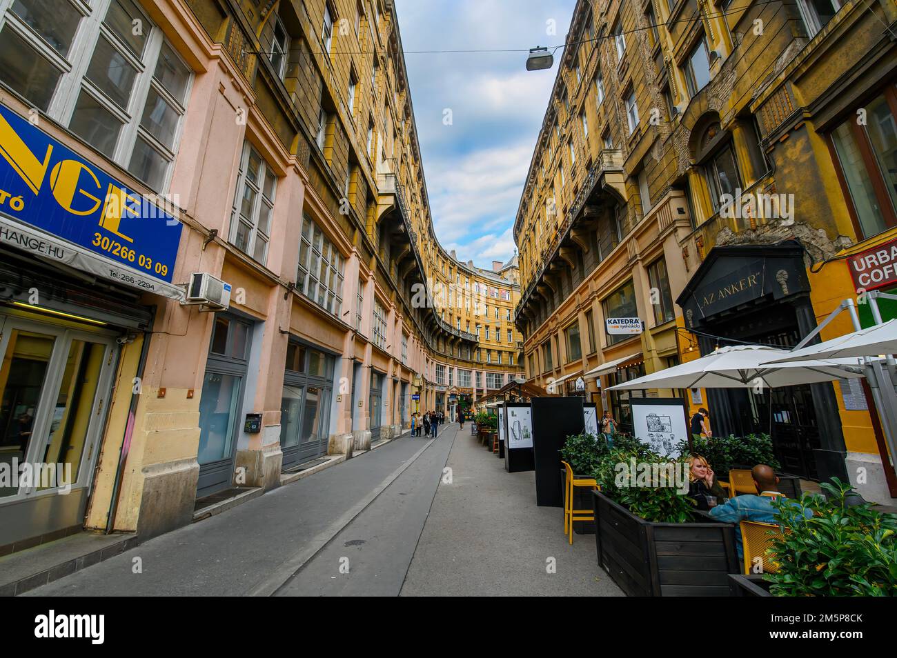Budapest, Hungary. Front view the facade of beautiful old building with ...