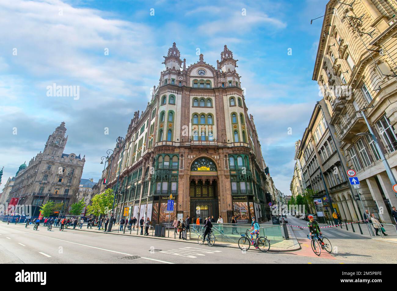 Budapest, Hungary. Front view of beautiful old building of the Parisi ...