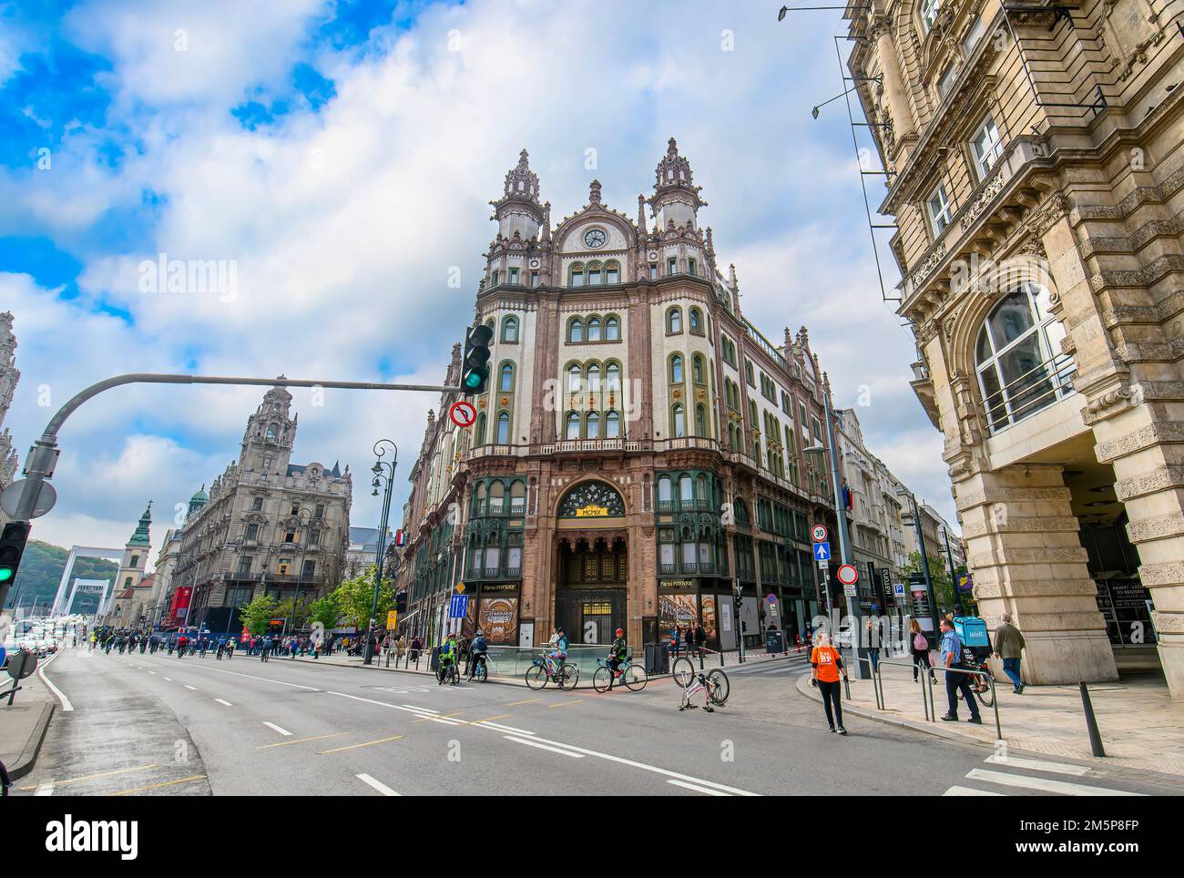 Budapest, Hungary. Front view of beautiful old building of the Parisi ...