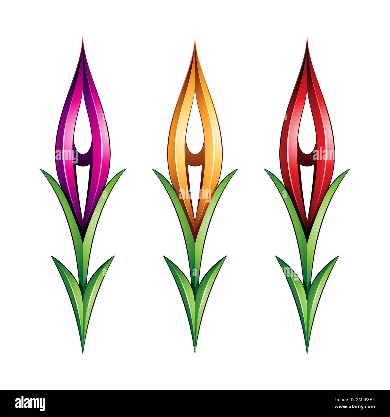 Illustration of Plant-like Glossy Spiky Arrow Shapes in Yellow Red and ...